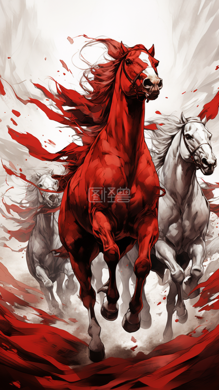 奔腾的烈马-背景素材图片-图怪兽