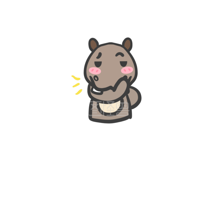 图怪兽原创元素 黄色 卡通 河马 悄悄话 表情包-背景素材图片-图怪兽