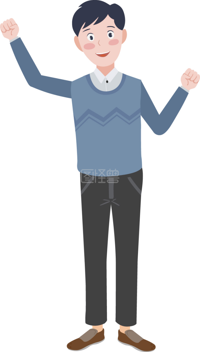 视频动画AI角色爸爸卡通欢呼-背景素材图片-图怪兽