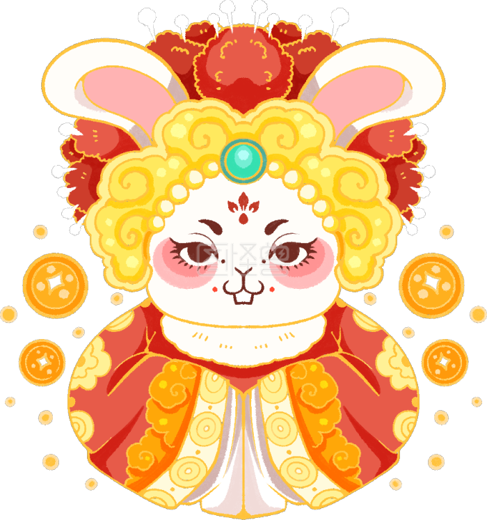 图怪兽原创元素 卡通 兔年 兔子元素-背景素材图片-图怪兽