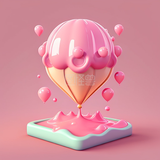 热气球告白3D立体 520节日AIGC数字作品素材-背景素材图片-图怪兽