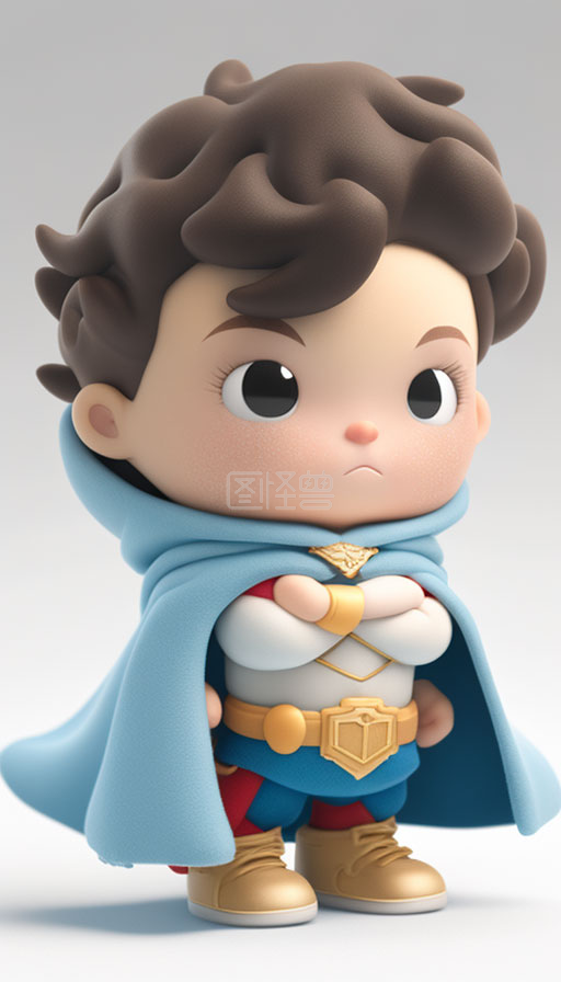 斗篷卡通人物3D风 IP单人AIGC数字作品素材-背景素材图片-图怪兽