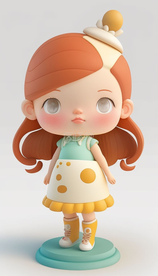 小女孩卡通人物可爱3D风 IP单人AIGC数字作品素材-背景素材图片-图怪兽