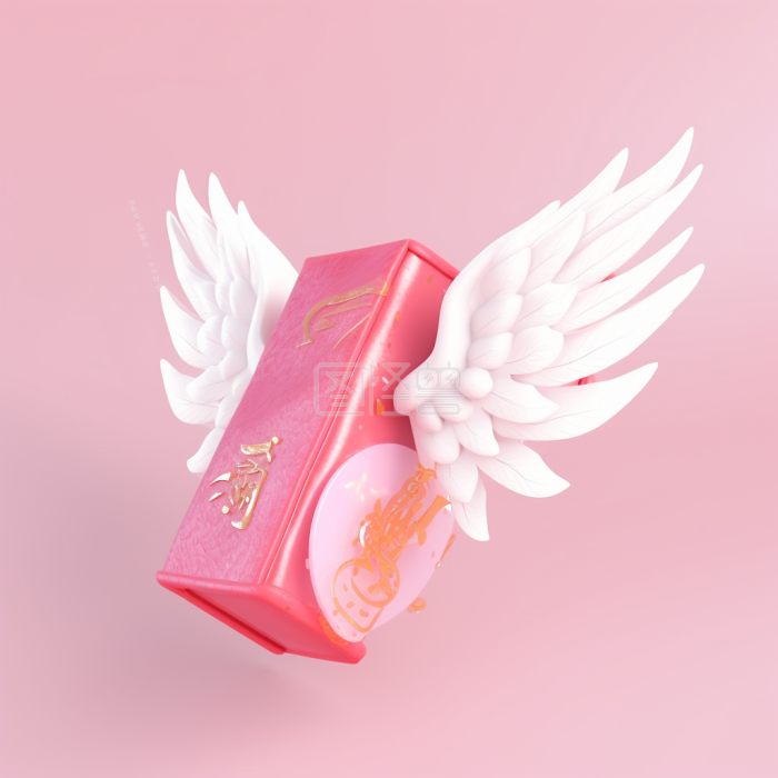 3D风 520 情人节 甜蜜 爱心 小翅膀 小icon 类素材 AIGC AI数字作品 Midjourney (5)-背景素材图片-图怪兽