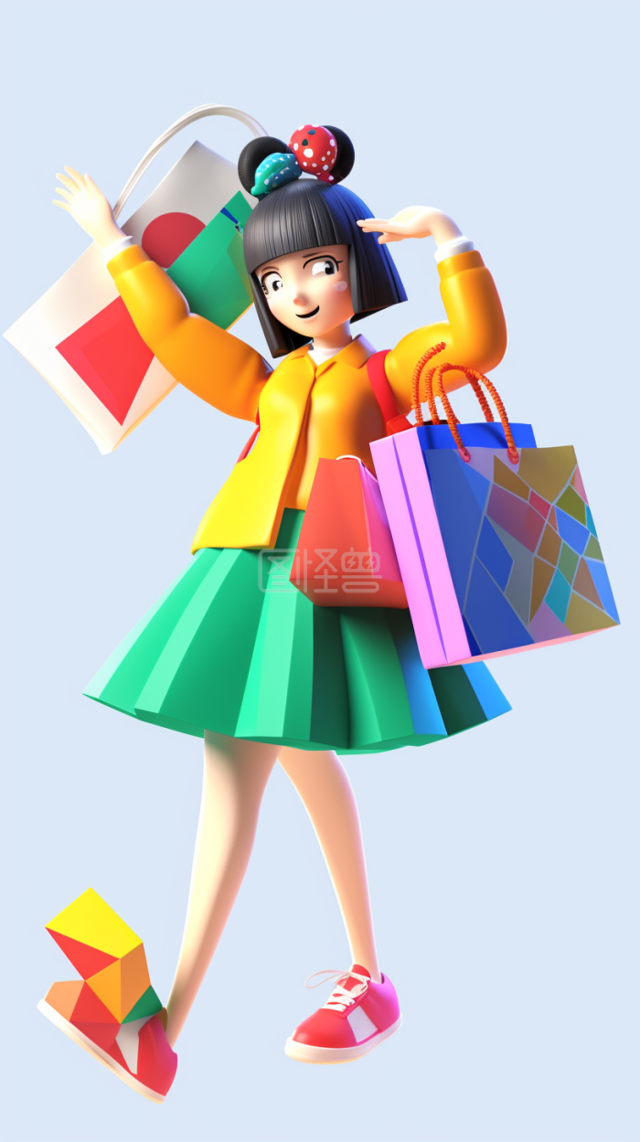 3D 插画 购物 营销 618 促销 元素 AIGC AI数字作品 Midjourney (97)-背景素材图片-图怪兽