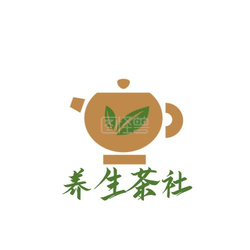 绿色养生-养生茶社绿色logo在线图片制作-图怪兽