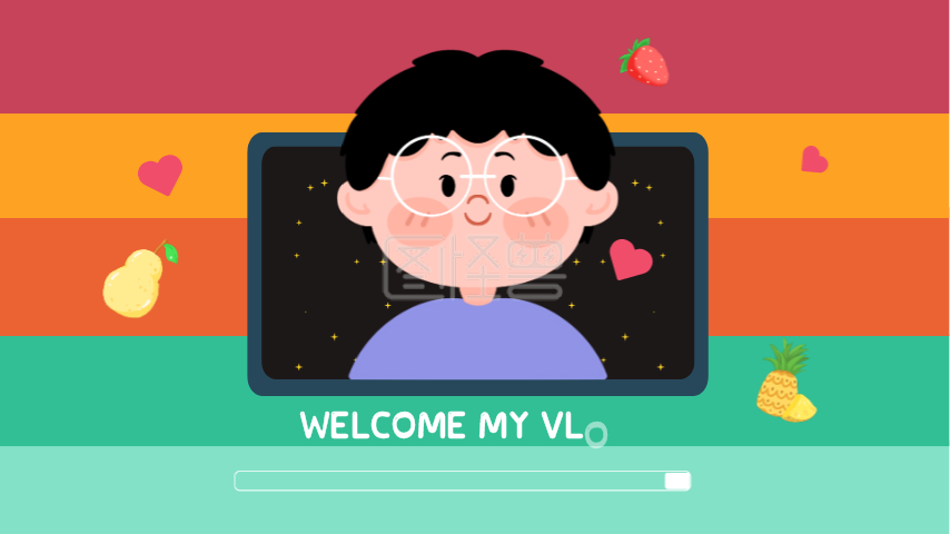 视频开头-清新卡通插画VLOG开头视频模板在线视频编辑制作-图怪兽